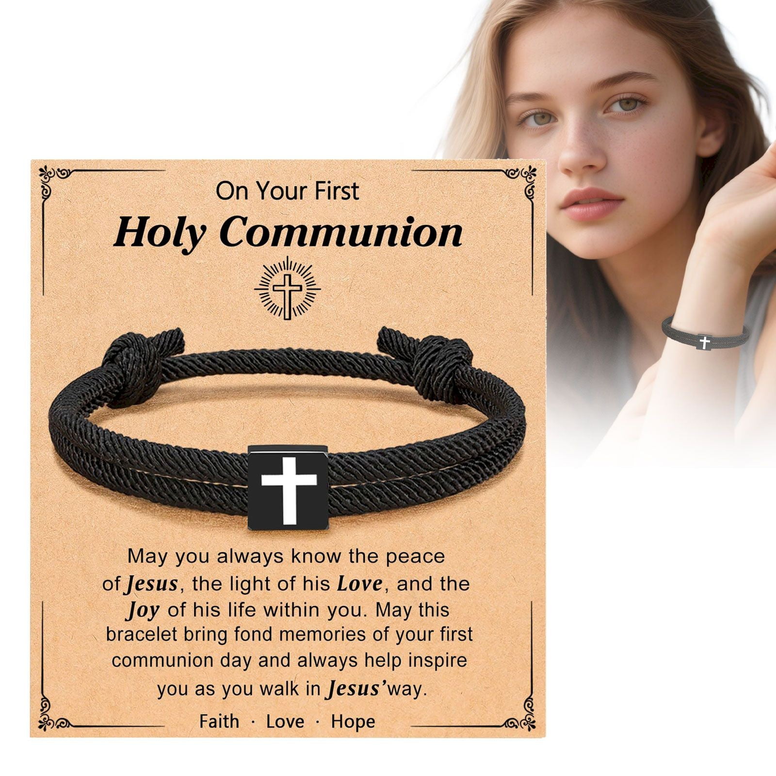 First Holy Communion Gifts for Boys, Catholic Cross Bracelet 1st ...