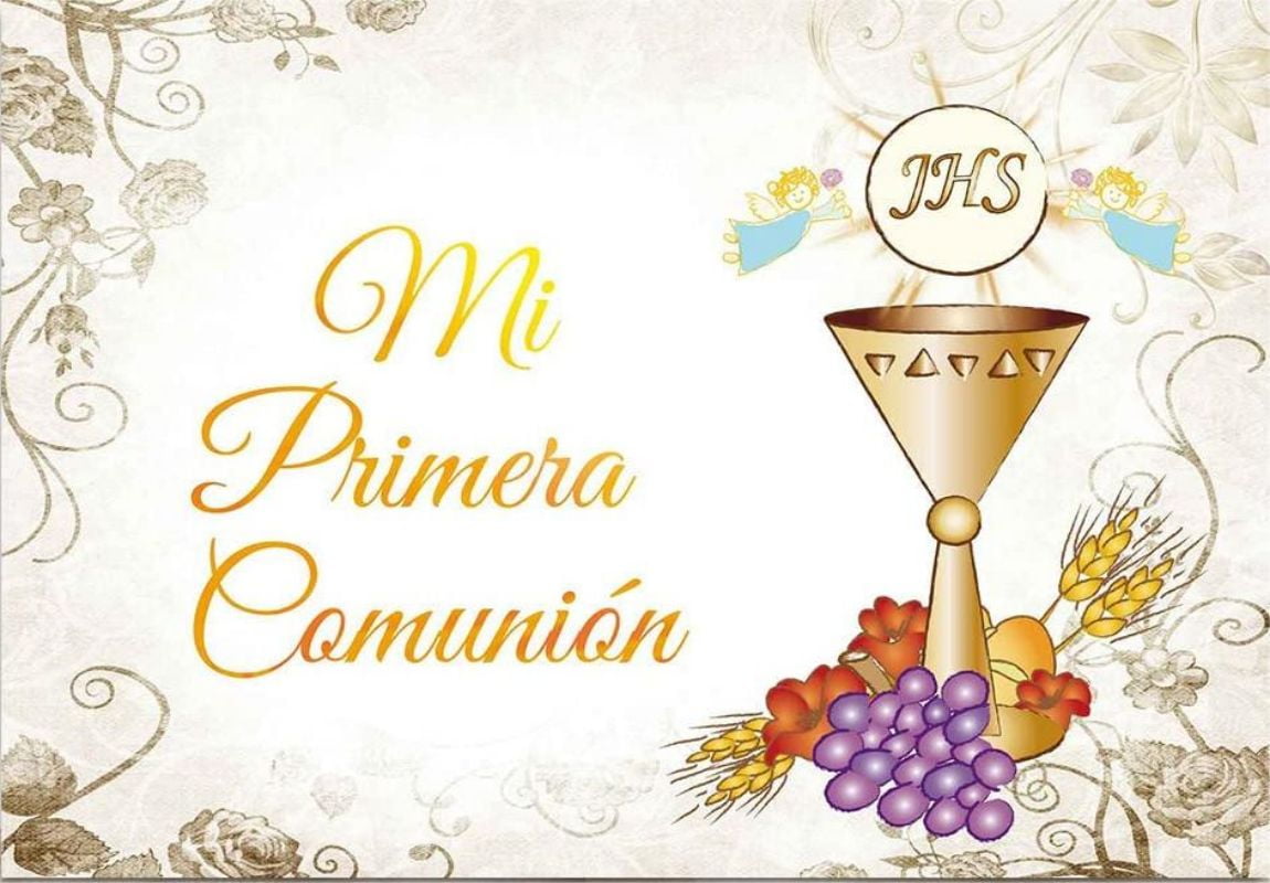 First Holy Communion God Bless The Lvye Flowers Baptism Party Backdrop ...