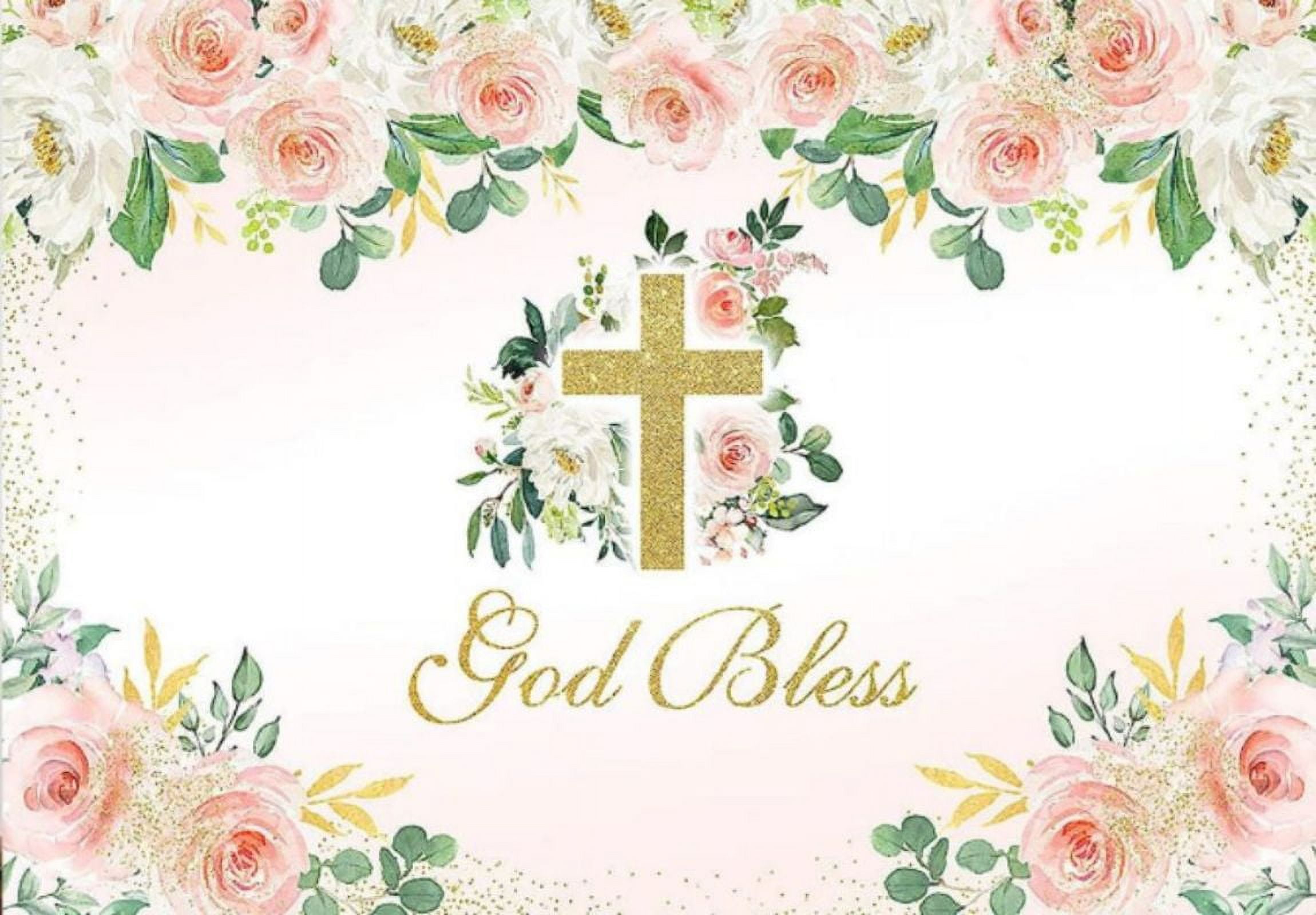 First Holy Communion God Bless The Lvye Flowers Baptism Party Backdrop rations Photography ...