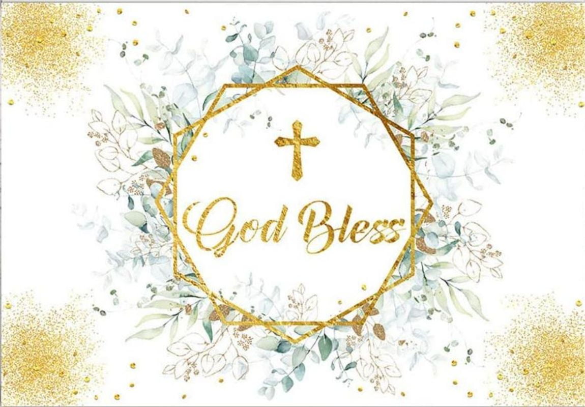 First Holy Communion God Bless The Lvye Flowers Baptism Party Backdrop ...