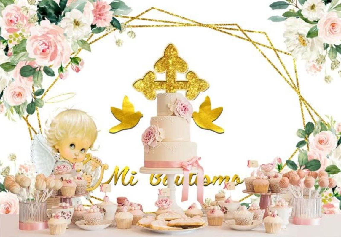 First Holy Communion God Bless The Lvye Flowers Baptism Party Backdrop ...