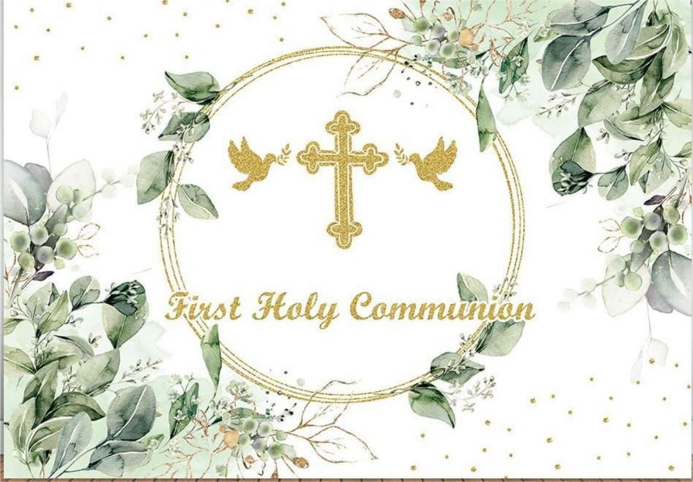 First Holy Communion God Bless The Lvye Flowers Baptism Party Backdrop ...