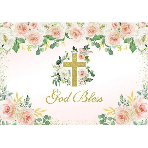 First Holy Communion God Bless The Lvye Flowers Baptism Party Backdrop ...