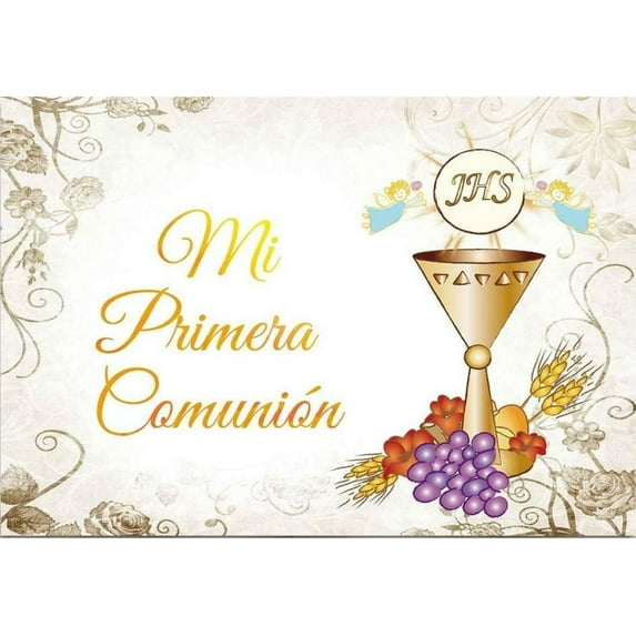First Holy Communion God Bless The Lvye Flowers Baptism Party Backdrop ...