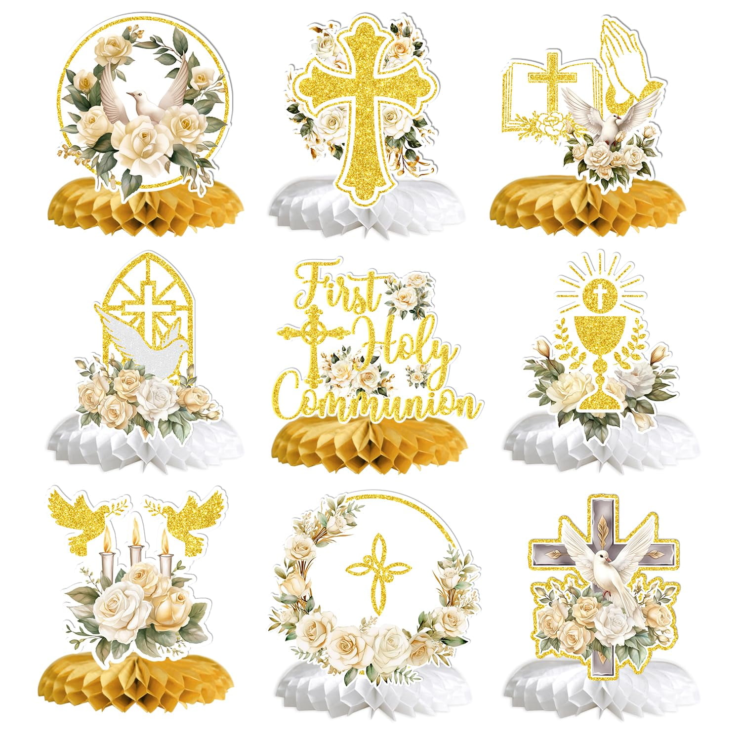 First Holy Communion Honeycomb Centerpieces, Baptism Decorations, God ...
