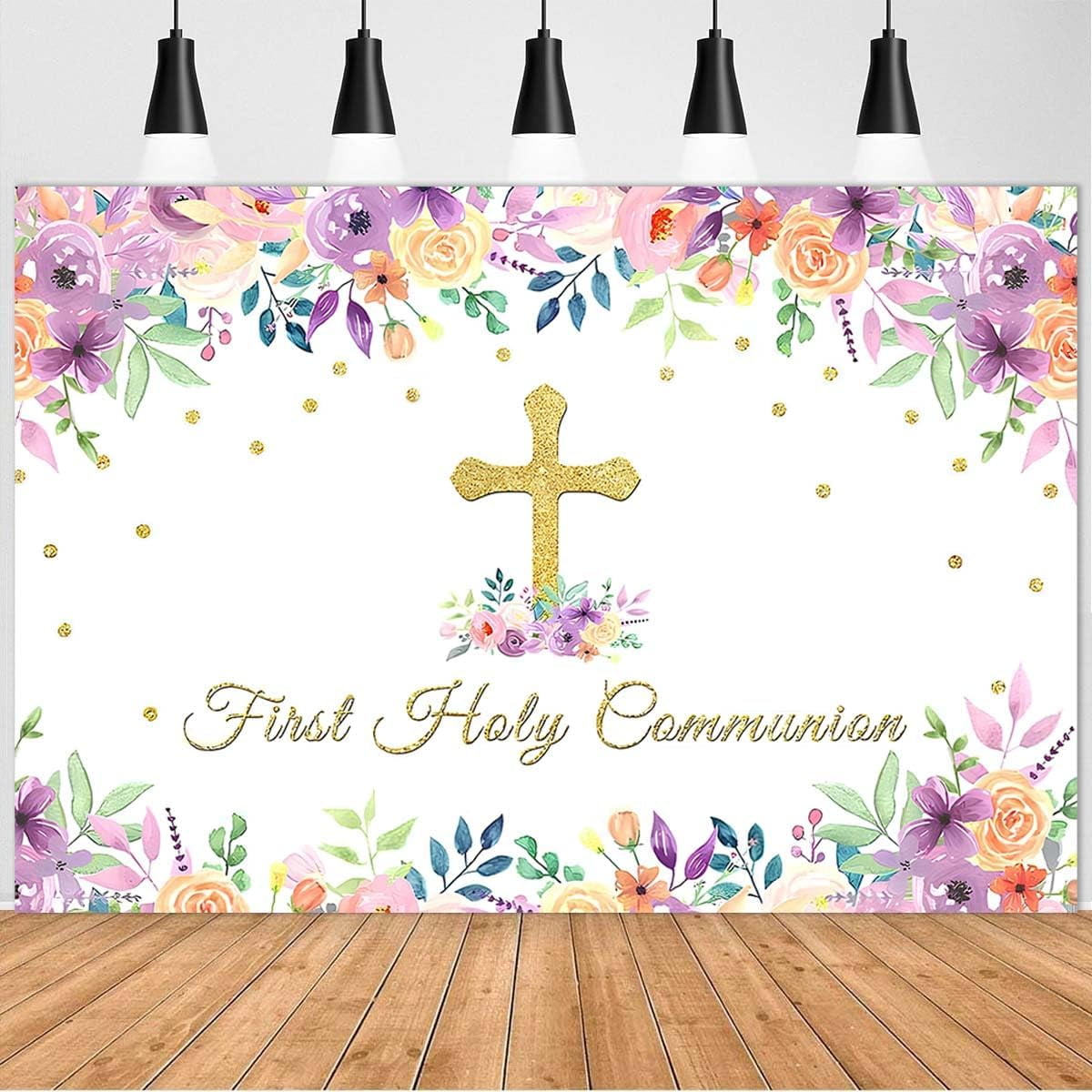 First Holy Communion Party Mi Bautizo Backdrop Girl Baptism Christening ...