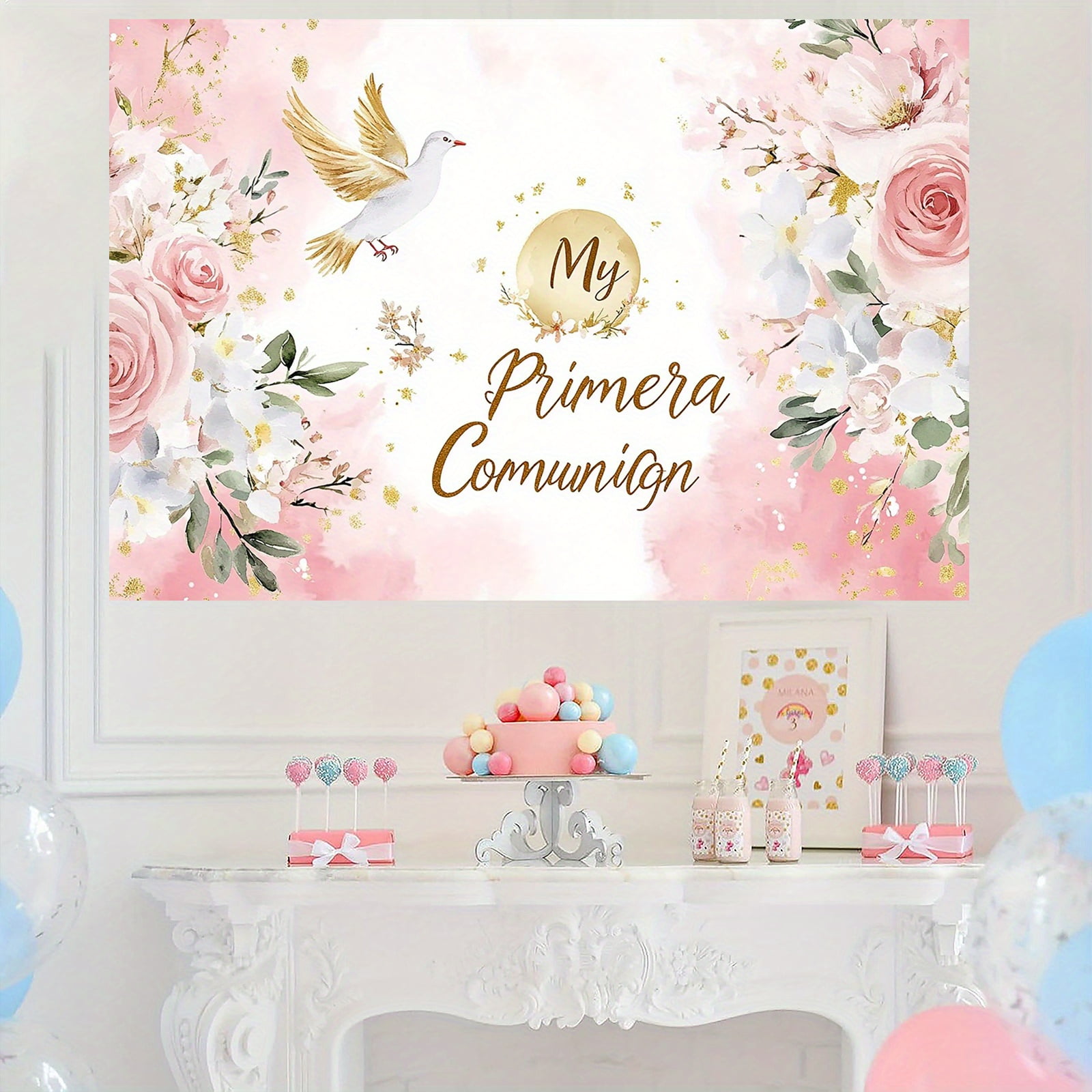 First Holy Communion Photography Backdrop, Girl Baptism, Mexican Mi ...