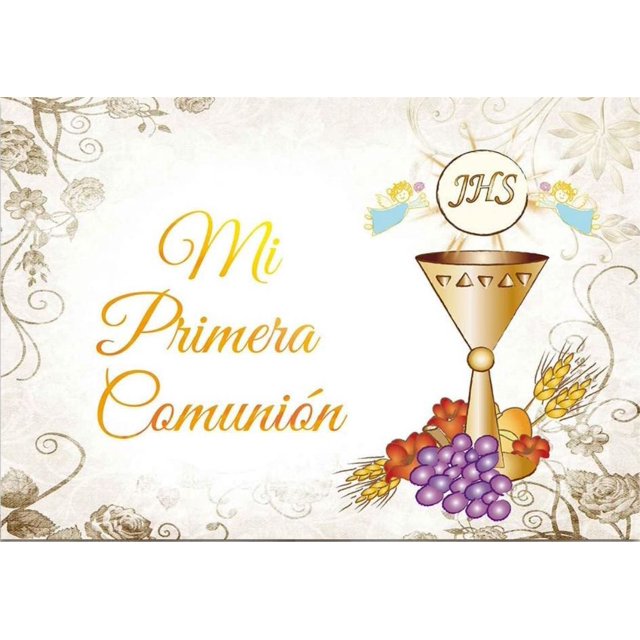 First Holy Communion Photography Backdrop God Bless Baptism Background ...