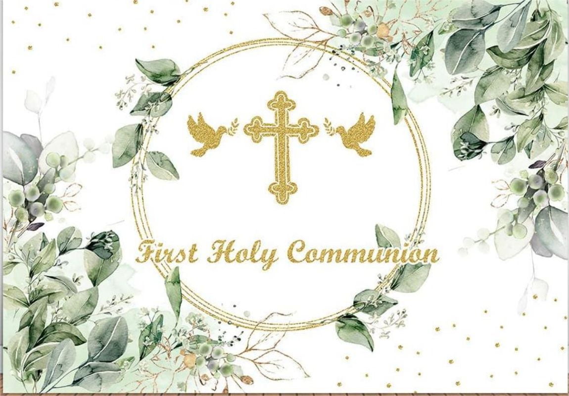 First Holy Communion Photography Backdrop God Bless Baptism Background ...