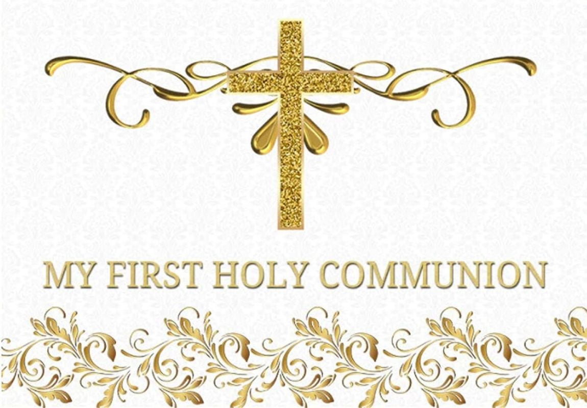 First Holy Communion Photography Backdrop God Bless Baptism Background ...