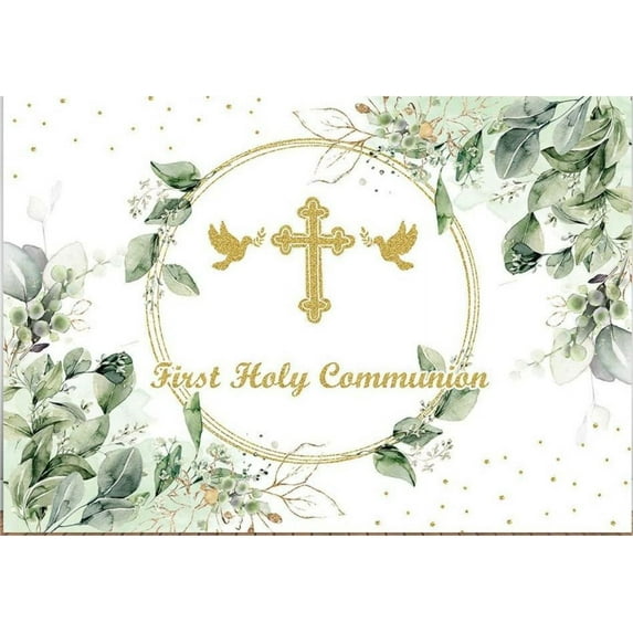 First Holy Communion Photography Backdrop God Bless Baptism Background ...
