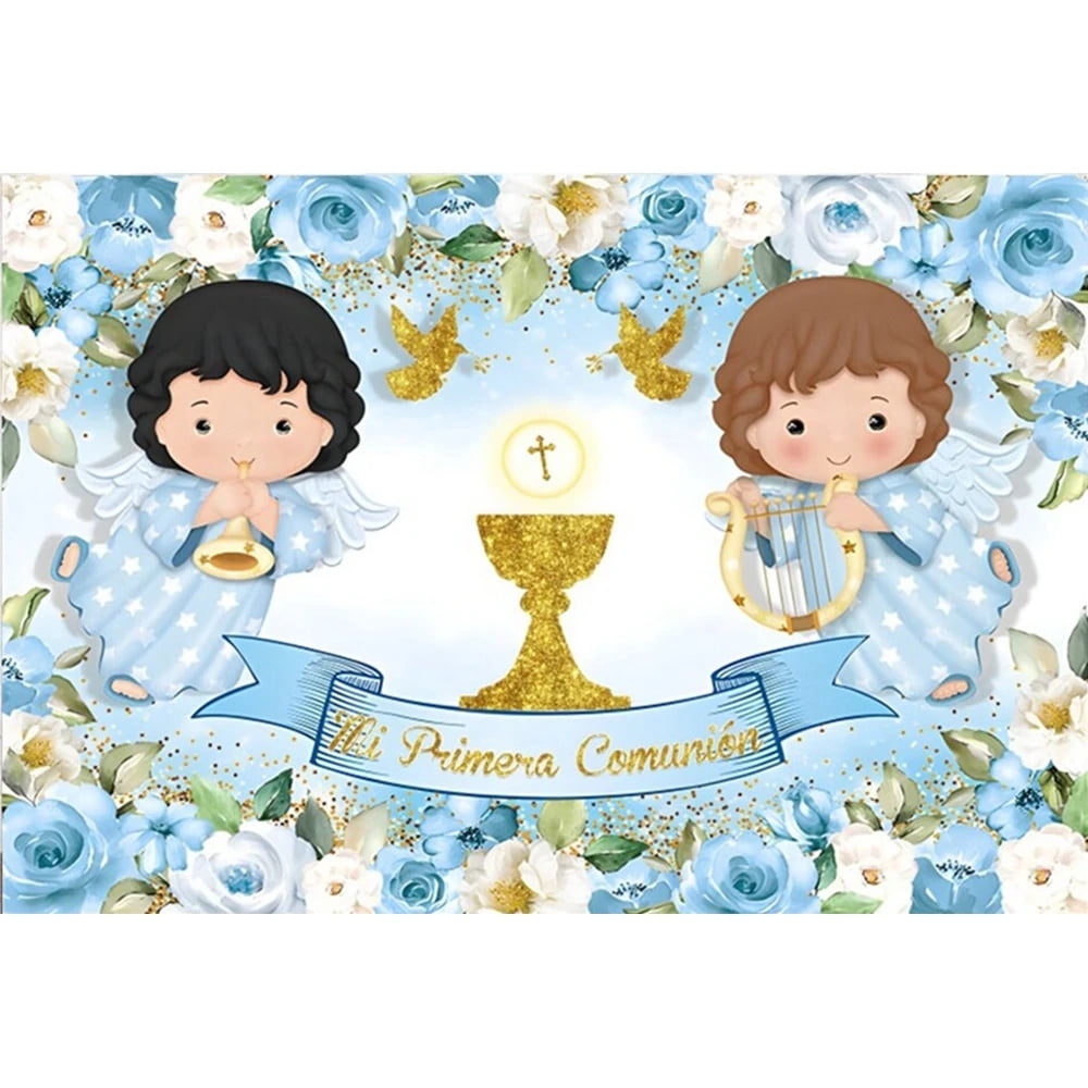First Holy Communion Photography Backdrop Mi Primera Comunión God Bless ...