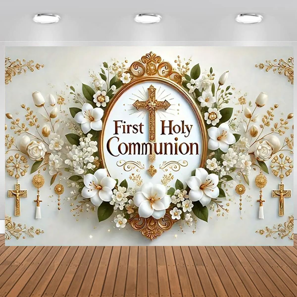First Holy Communion Photography Background White Floral Newborn Baby ...