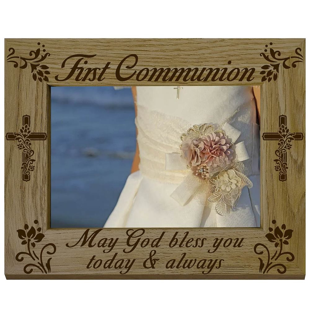 First Holy Communion Picture Frame Wood Photo Frame Personalised Quote ...