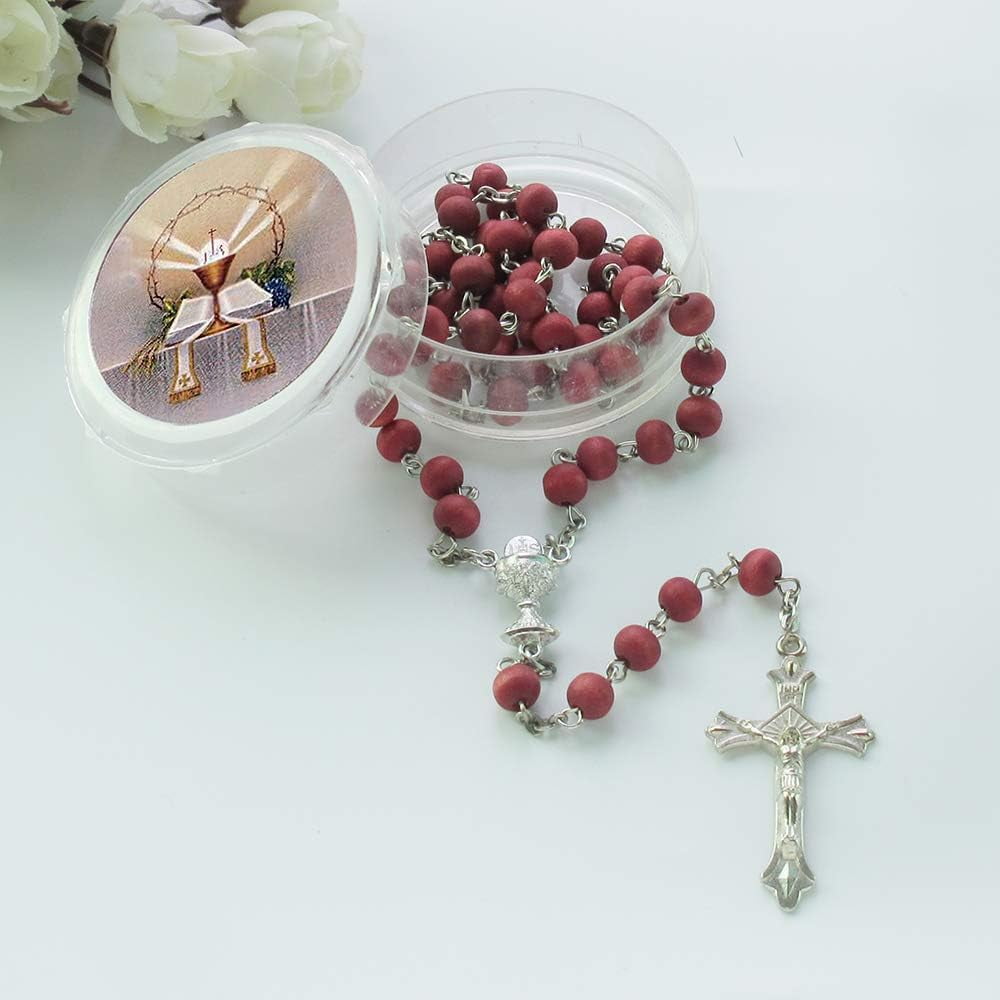First Holy Communion Red Scented Rosary Favor - 12 Rosaries With ...