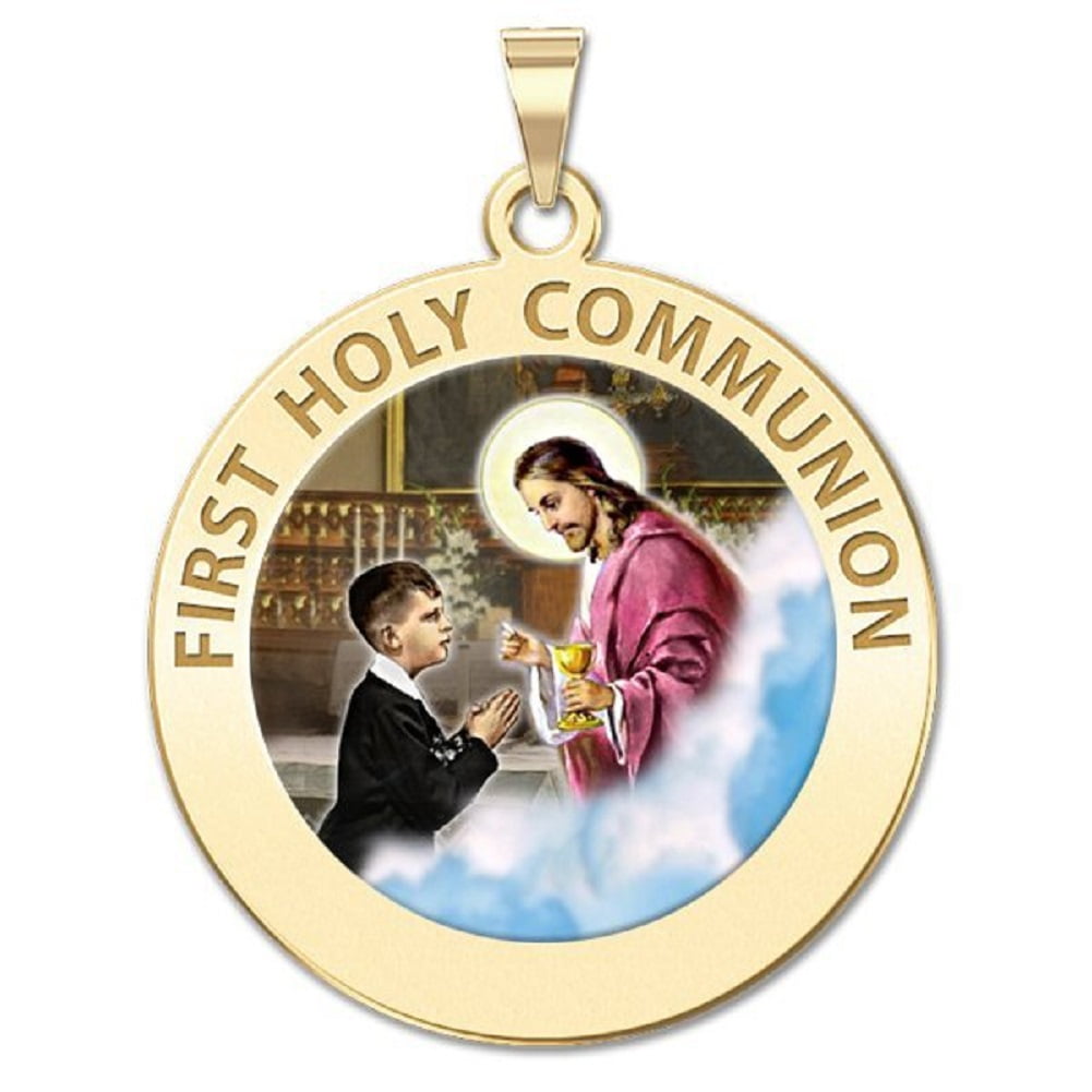First Holy Communion Religious Medal (for a Boy) Color 3/4 Inch Solid ...