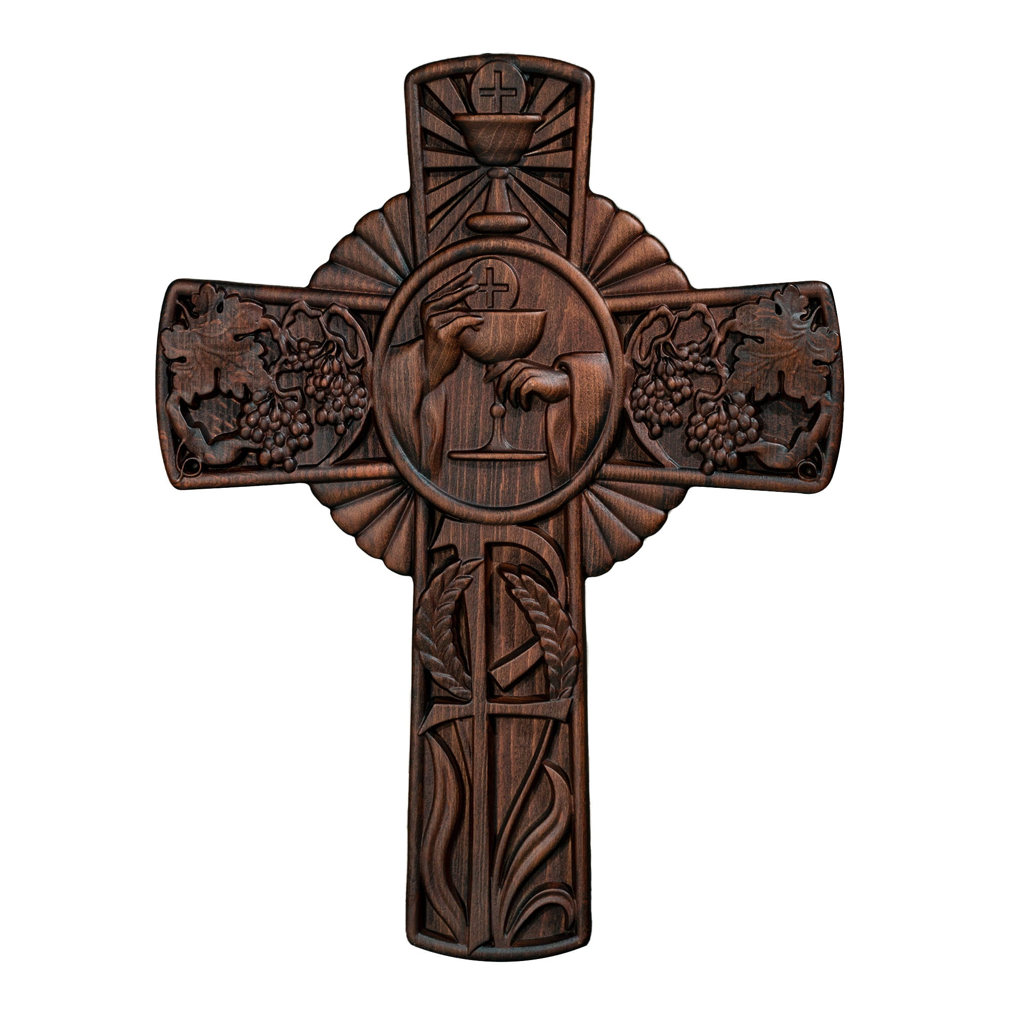 First Holy Communion Religious Wall Hanging Decoration Christian Cross Wooden Carving Eucharist ...
