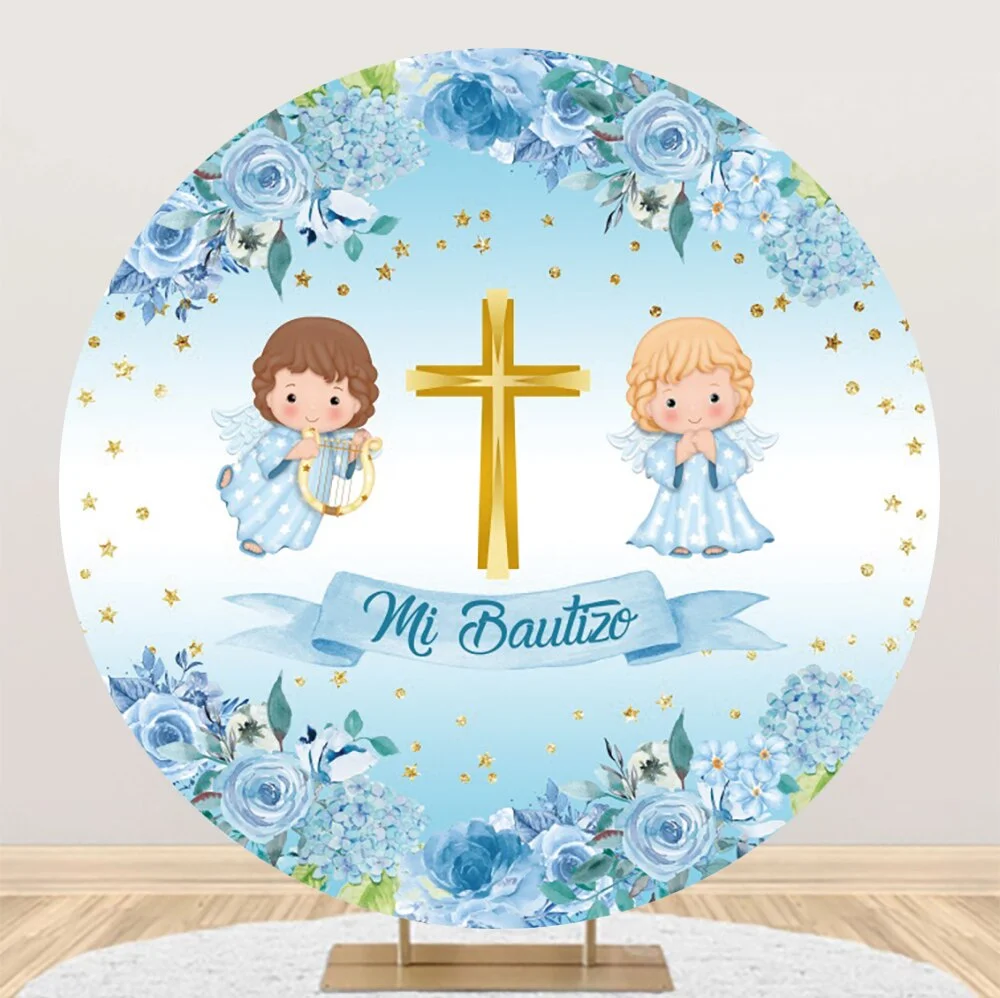 First Holy Communion Round Background My Baptism Boy Girl Cross God ...