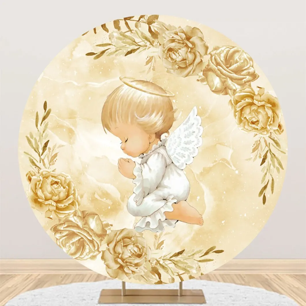 First Holy Communion Round Background My Baptism Boy Girl Cross God ...