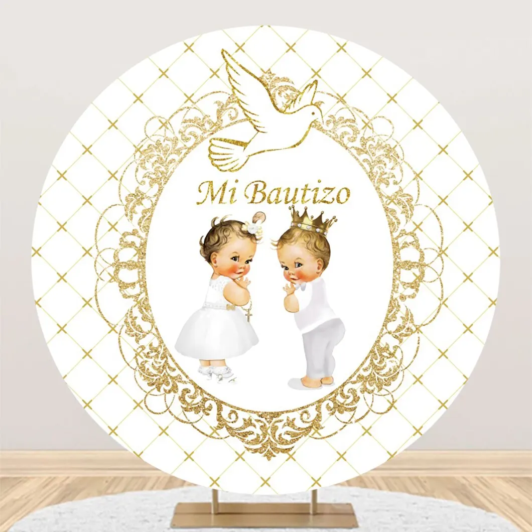 First Holy Communion Round Background My Baptism Boy Girl Cross God ...