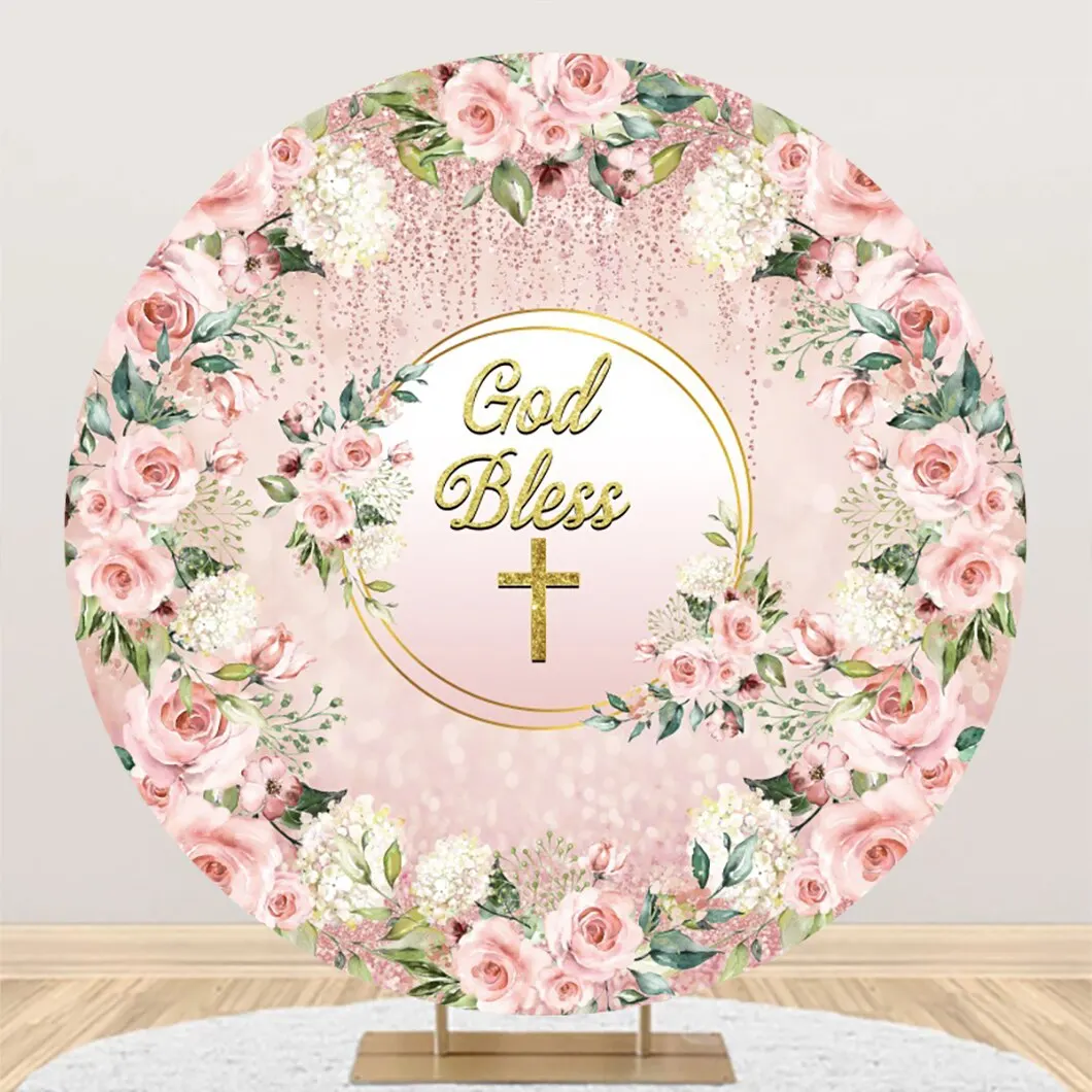First Holy Communion Round Background My Baptism Boy Girl Cross God ...