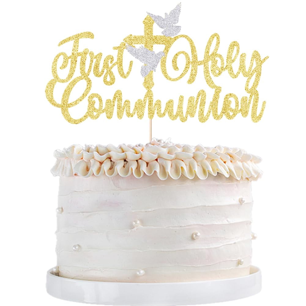 First Holy Communion SCH4 Cake Topper Glitter Christian Baby Cake Pick ...