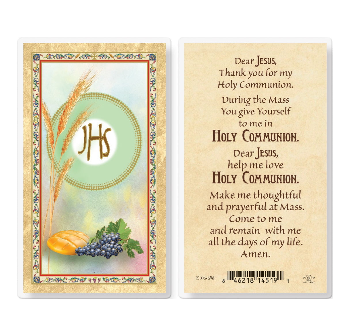 First Holy Communion Unisex Gold-Stamped Laminated Catholic Prayer Holy ...