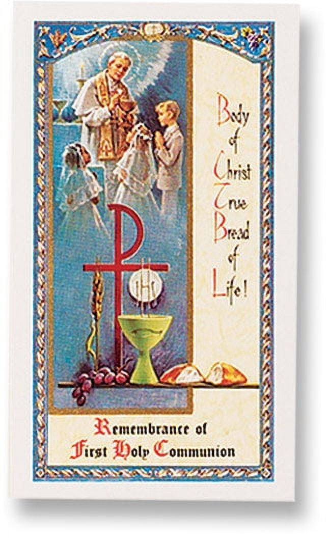 First Holy Communion Unisex Laminated Catholic Prayer Holy Card with ...