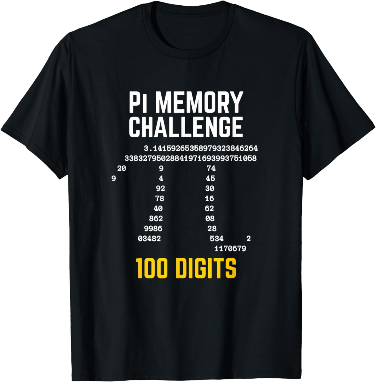 First Hundred 100 Numbers of Pi Day Challenge - Pi Digits T-Shirt ...