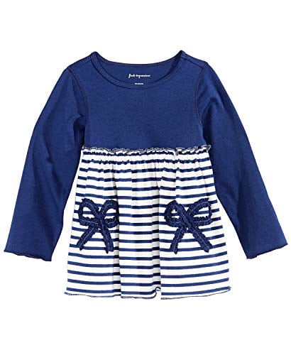 First Impressions Baby Girls Stripe Bow Cotton Tunic Blue/ White ...