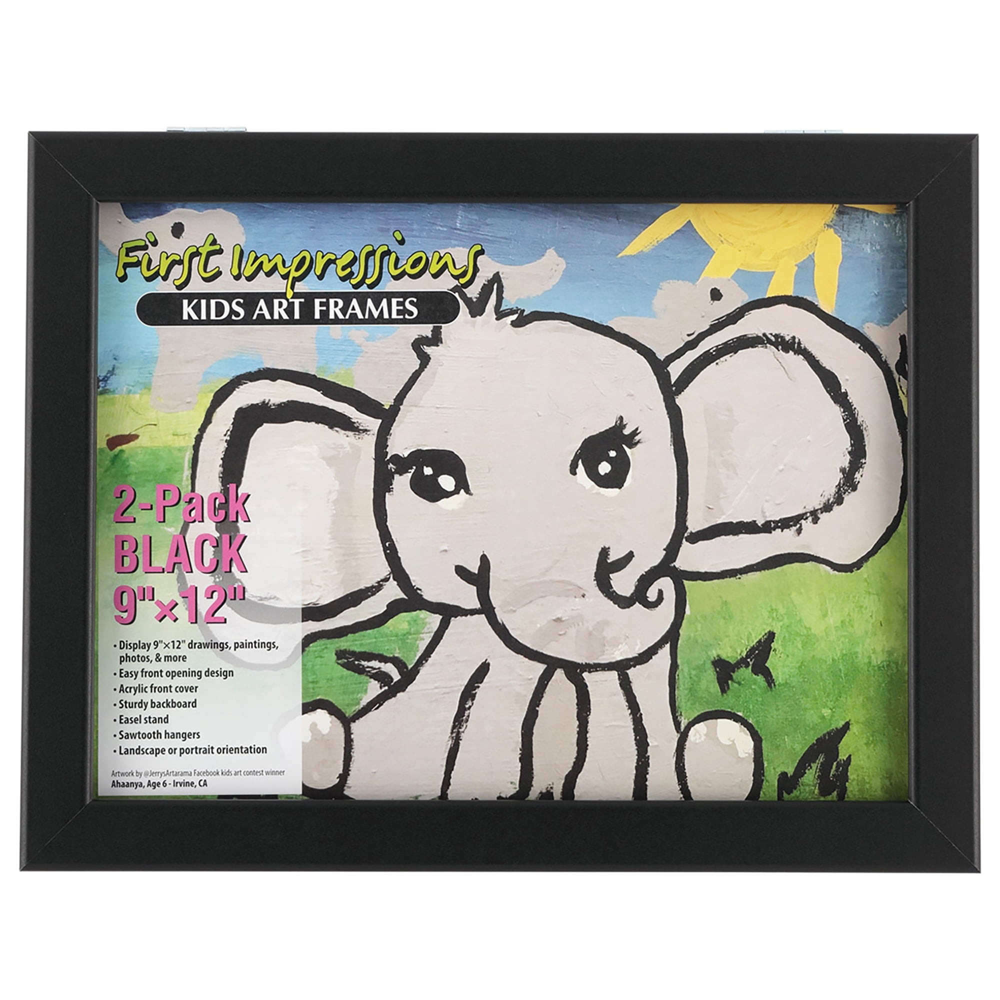 First Impressions Kids Art Frame, 9x12 Inch Black Set, Protect Artwork ...