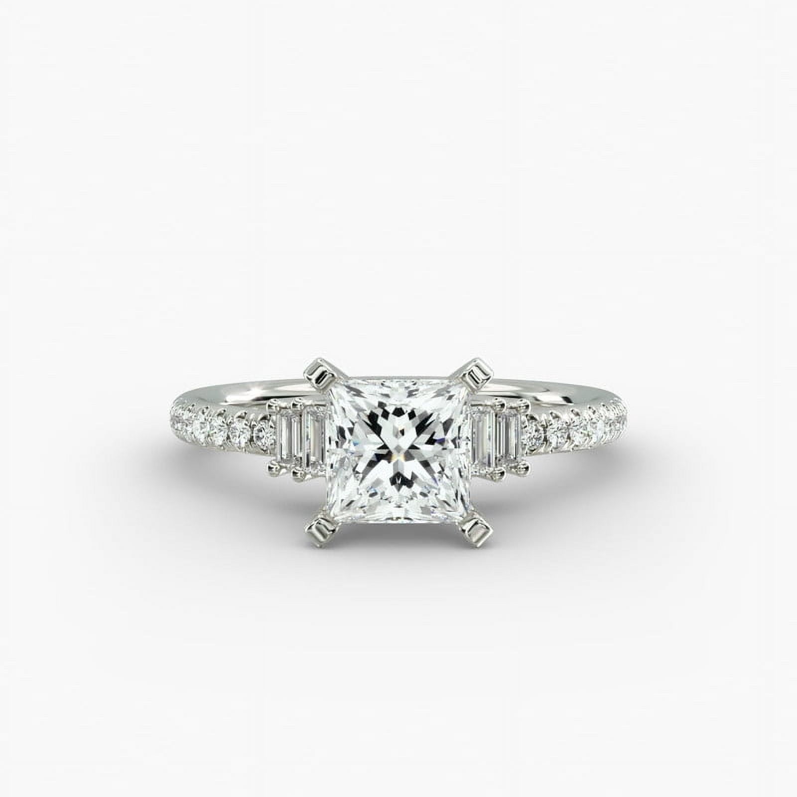 First Jewel 14K White Gold Plated Ring - Princess Cut 2 Ct Excellent ...