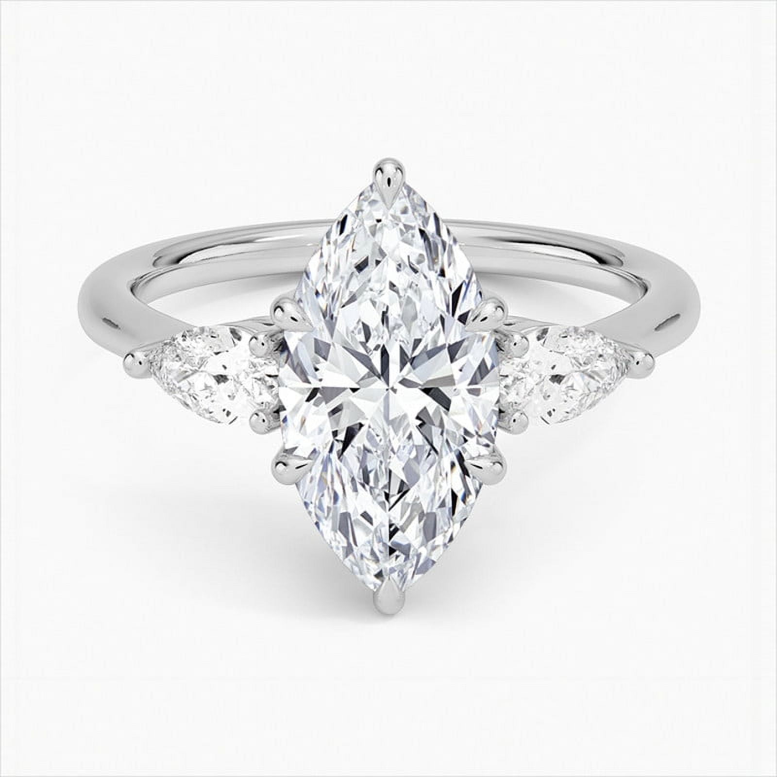 First Jewel 14K White Gold Plated Rings - 1.9 Ct Marquise Cut Diamond ...