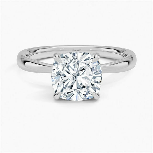 First Jewel 14K White Gold Plated Solitaire Ring - Cushion Cut 2 Ct ...