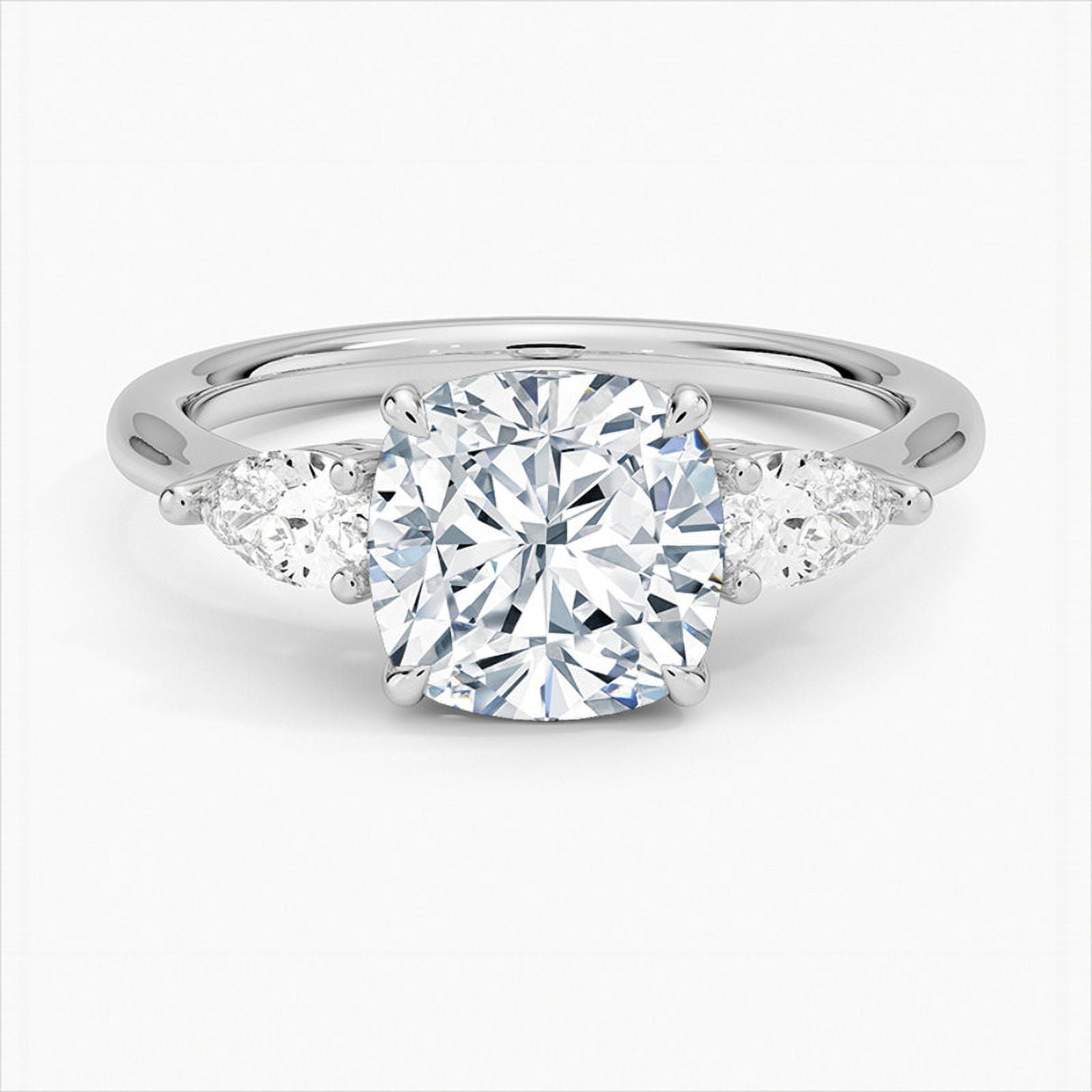 First Jewel 2.1 Ct Cushion Cut Diamond Rings - 14K White Gold Plated ...