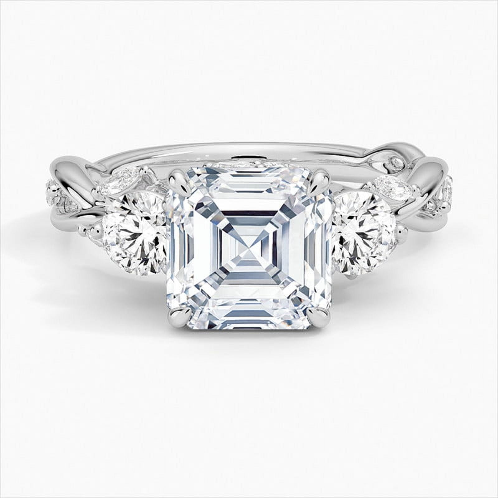 First Jewel 2.2 Ct Asscher Cut Diamond Rings - 14K White Gold Plated ...