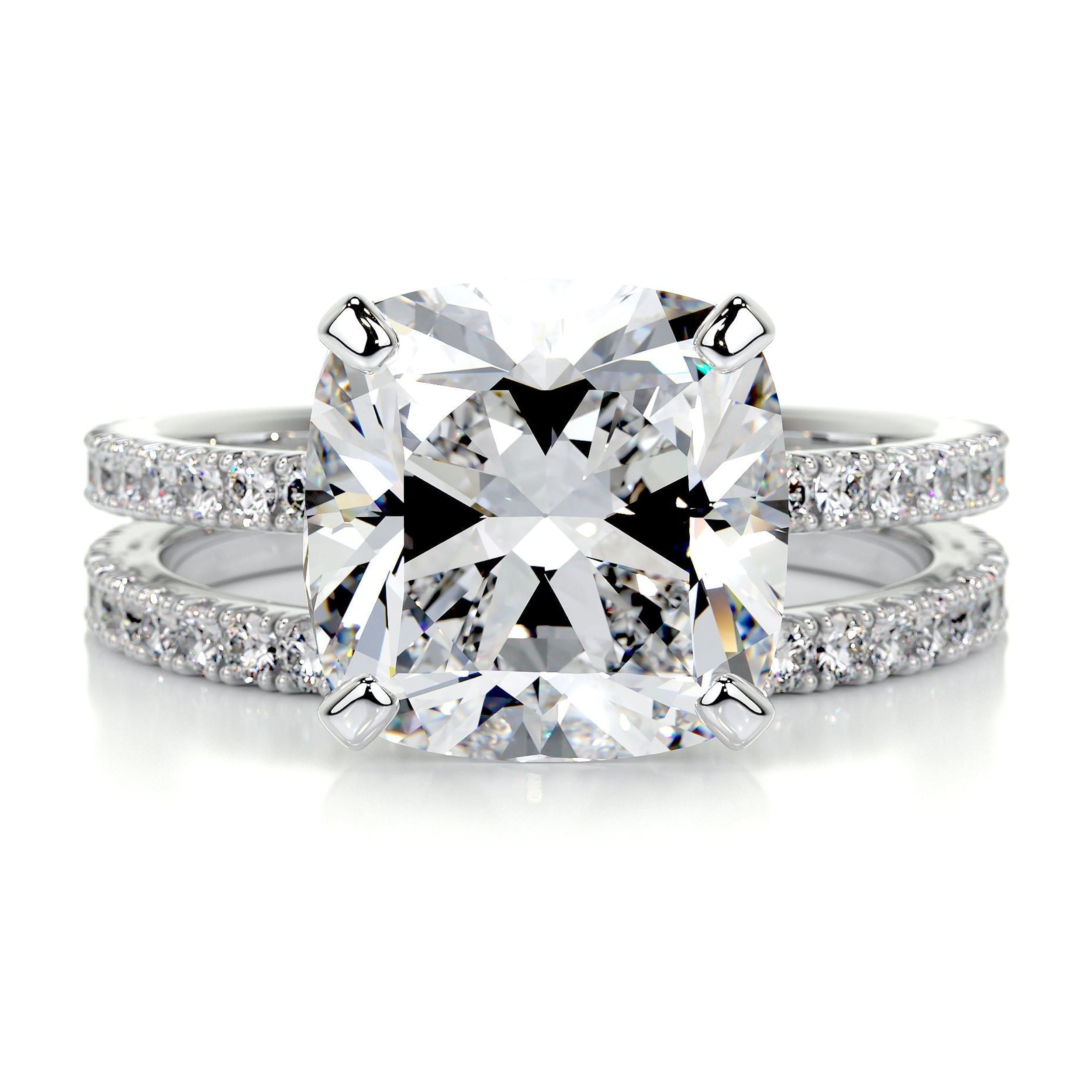 First Jewel 2.2 Ct Cushion Cut Two Eternity Band Diamond Ring - Prong ...