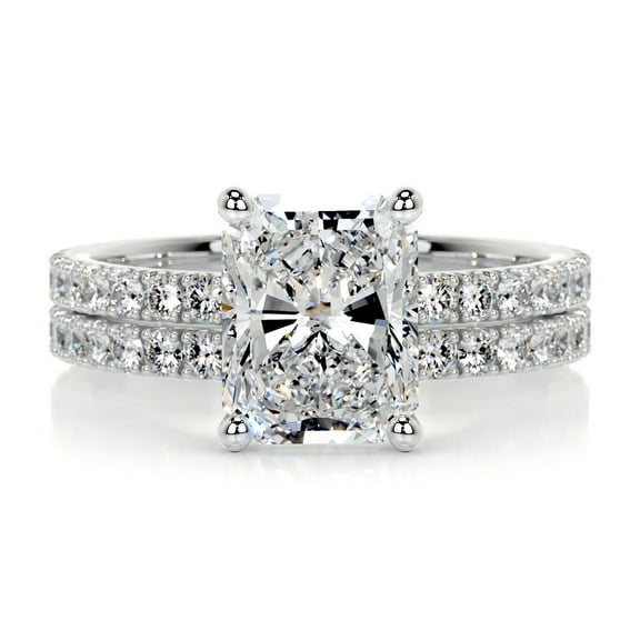 First Jewel Exquisite 2.3 Ct Radiant Cut Hidden Halo Bezel Diamond Ring ...