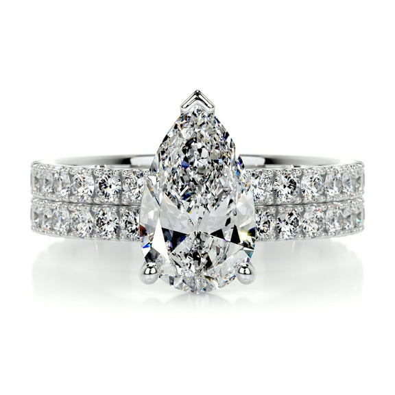 First Jewel Elegant Hidden Halo Pear Cut Eternity Band Diamond Ring - 2 ...