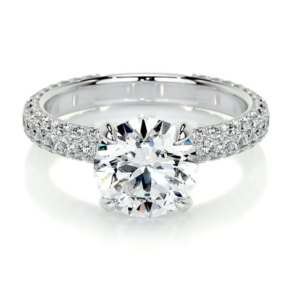 First Jewel Exquisite Pear Cut Halo Engagement Ring with Three Eternity ...