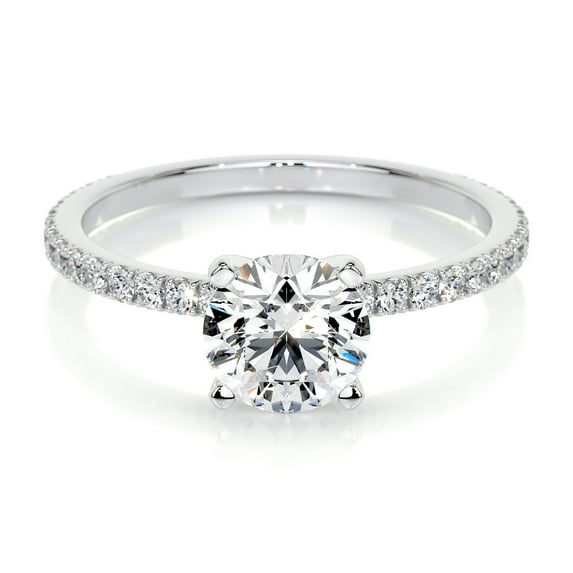 First Jewel Round Cut Eternity Band Solitaire with Accent Diamond Ring ...