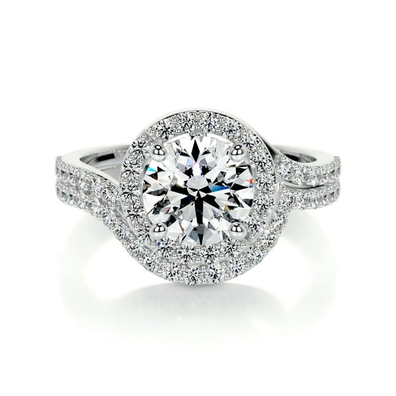 First Jewel Exquisite Pear Cut Halo Engagement Ring with Three Eternity ...