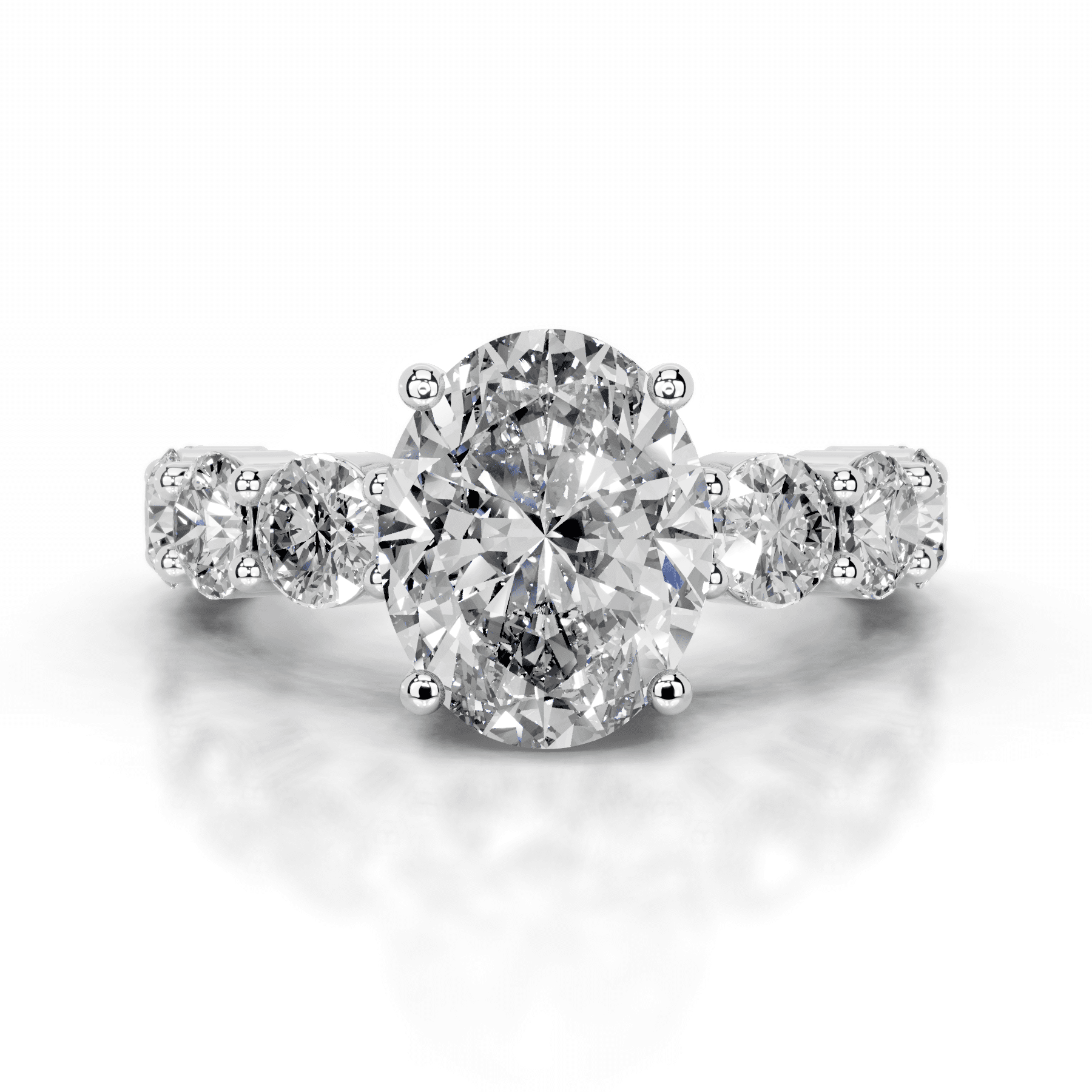 First Jewel Silver 14K White Gold Over Ring - Excellent 2.1 Ct Oval Cut ...