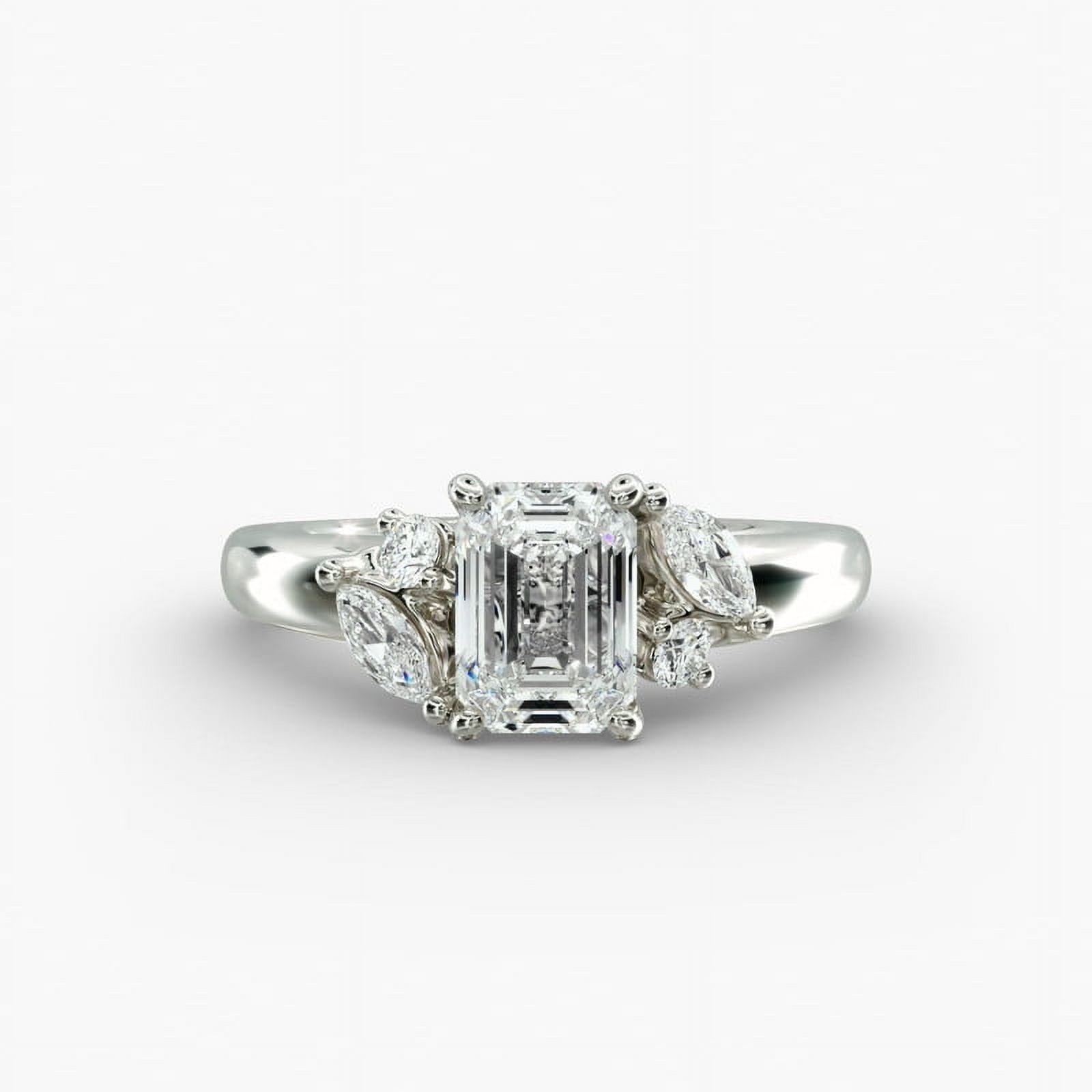 First Jewelry 1.7 Ct Emerald Cut VVS1/D Lab-Grown Moissanite Knife Edge ...