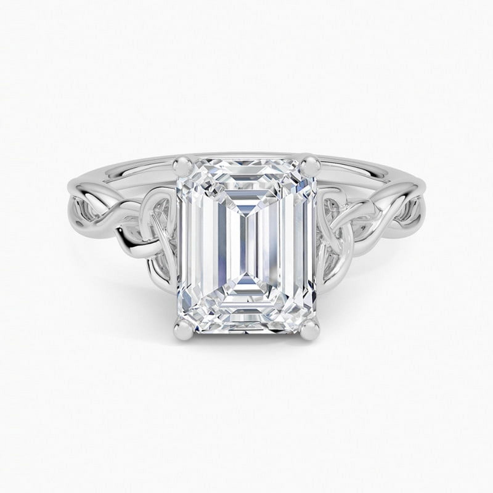 First Jewelry 14K White Gold Plated Rings - 2 Ct Emerald Cut Moissanite ...