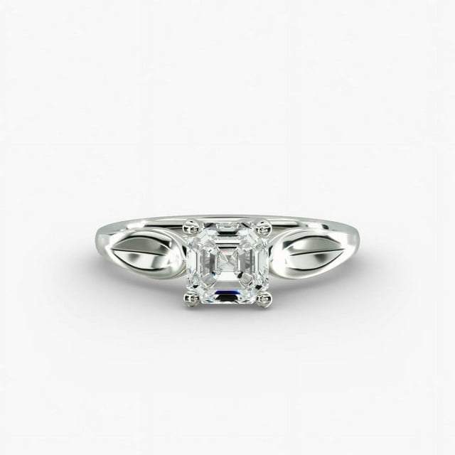 First Jewelry 14k White Gold Plated Moissanite Wedding Ring - 1.7 Ct Asscher Cut Moissanite ...