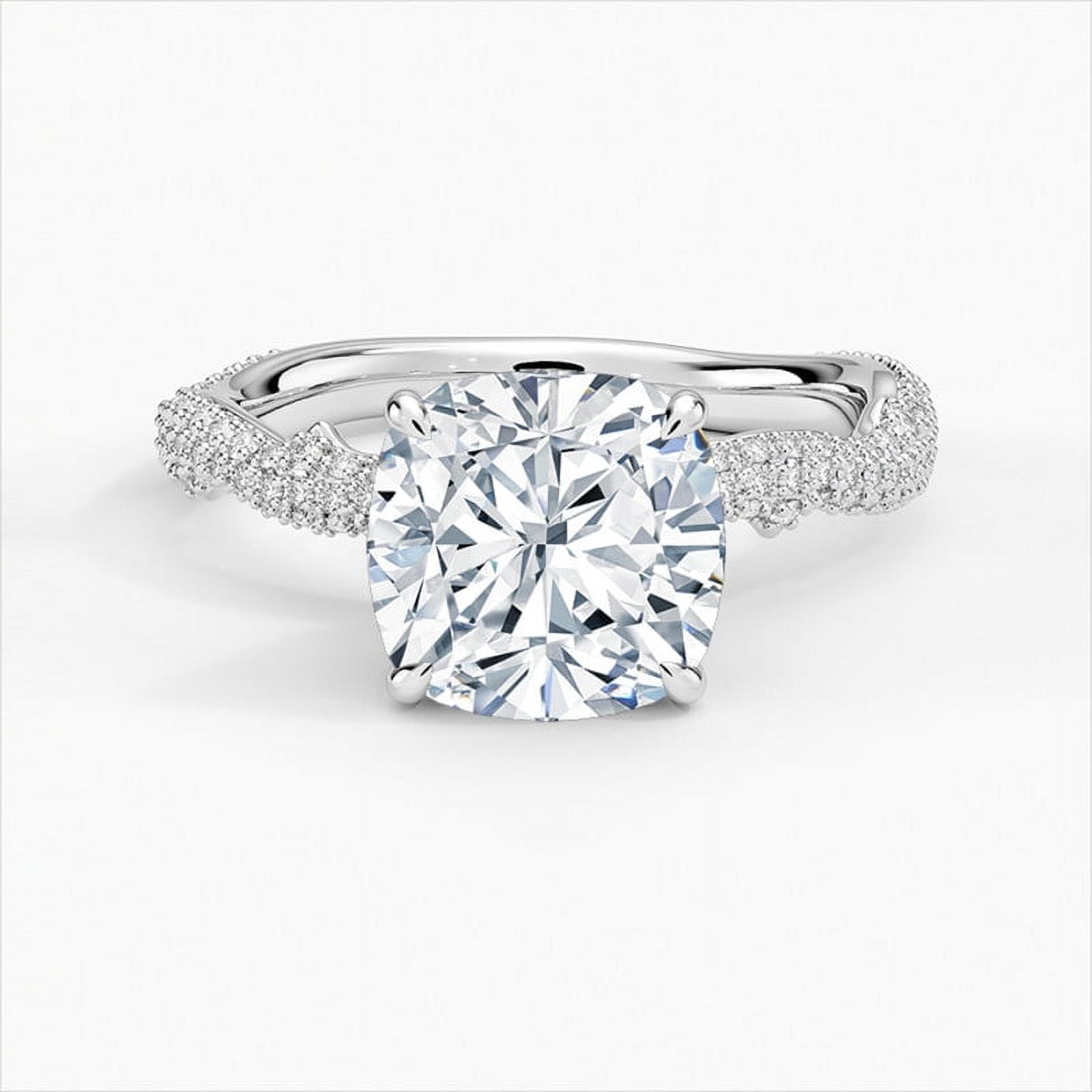 First Jewelry 2.1 Ct Cushion Cut White Moissanite Engagement Ring - 14K ...