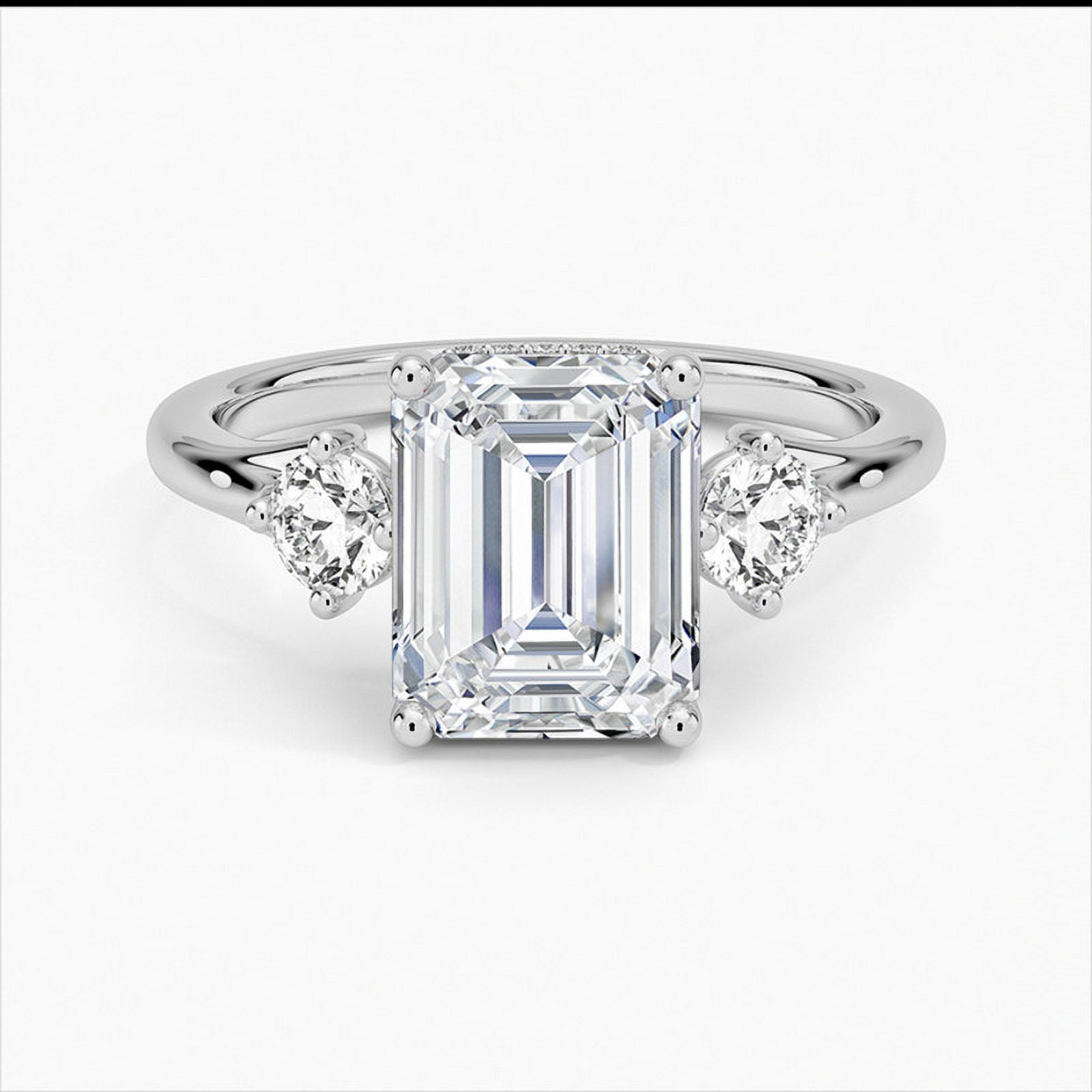 First Jewelry 2.1 Ct Emerald Cut Moissanite Wedding Rings - 14K White ...