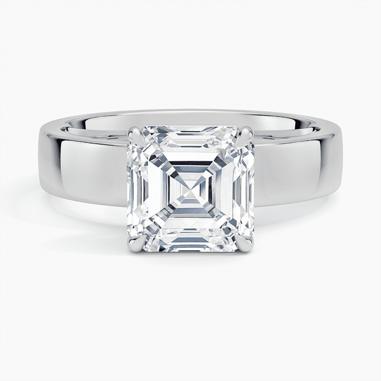 First Jewelry 2.2 Ct Asscher Cut Moissanite Ring - 14K White Gold Plated Wedding Anniversary ...