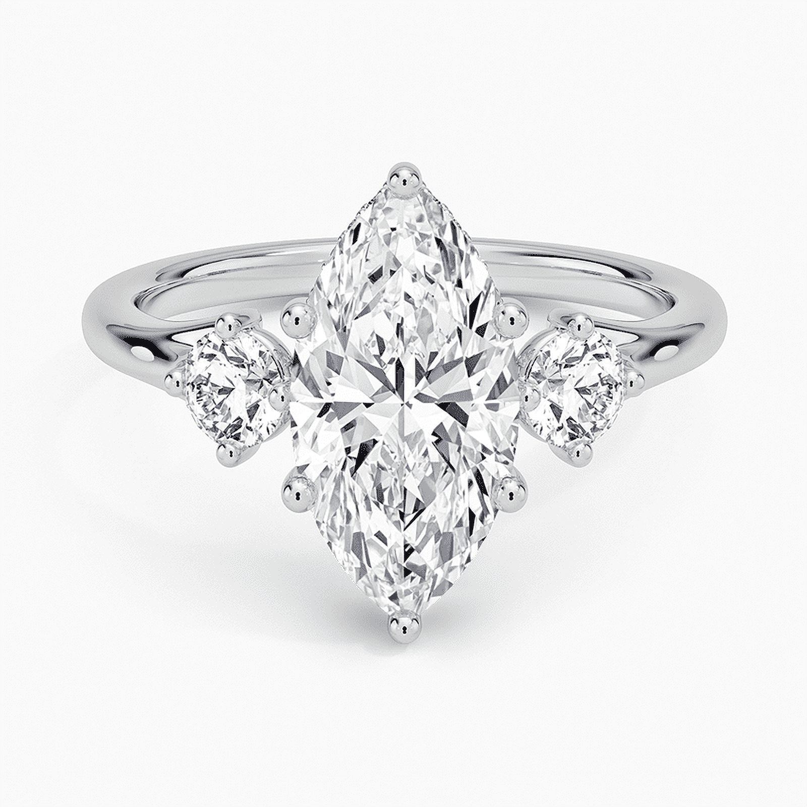 First Jewelry 2.8 Ct Marquise Cut Moissanite Anniversary Ring for Women - Hidden Halo 14K White ...